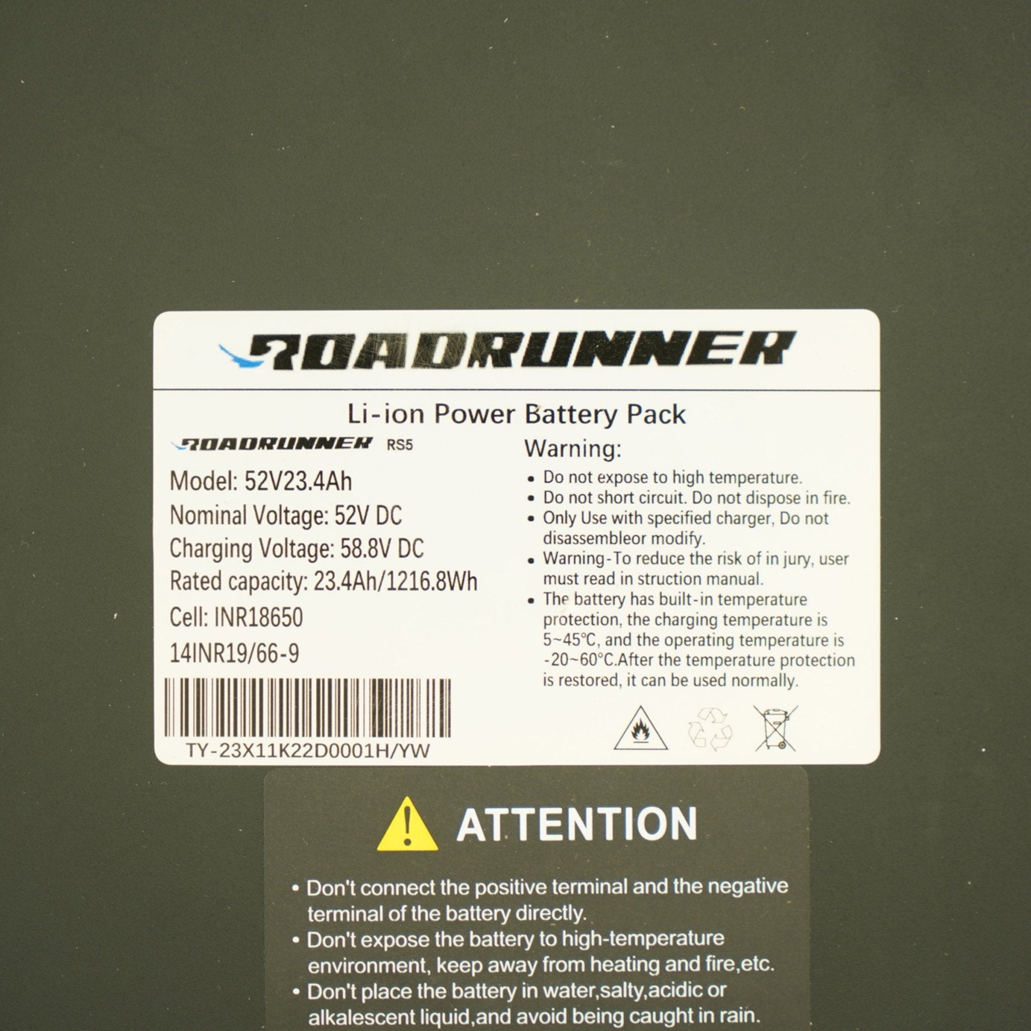 Battery - RS5 PRO 52V 23Ah - RoadRunner Scooters
